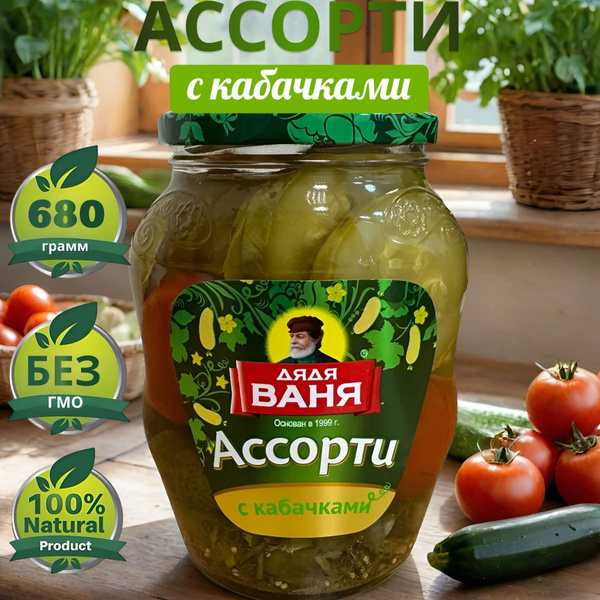 Ассорти маринованное Дядя Ваня кабачками, томаты, огурцы, 680 г купить ...