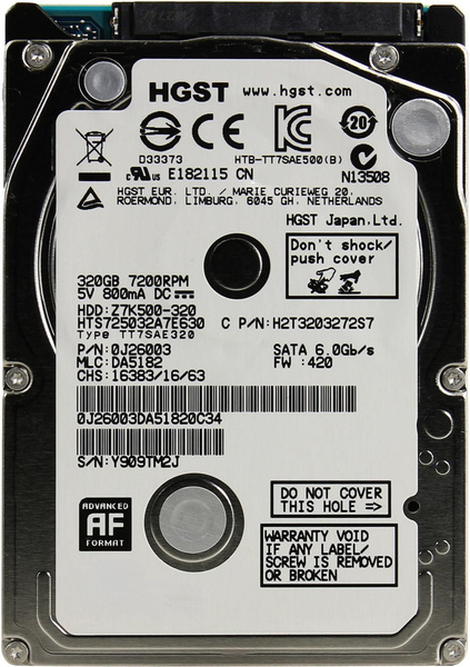 Жёсткий диск HDD SATA 2,5 Hitachi HTS725032A7E630 HDD 320 ГБ Внутренний ...
