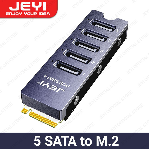 JEYI NVMe M.2 to 5 Sata Adapter, внутренняя 5 портовая не-RAID SATA III 6GB/s NVMe Adapter Card ...