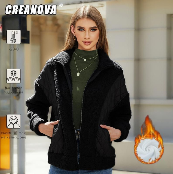 Куртка Женский CREANOVA черный Хлопок, размер 44 Длинный Зима купить c доставкой на OZON по ...