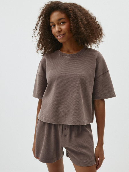 Футболка для дома SELA, размер 48, цвет тауп, 100% Хлопок - купить по выгодной цене в интернет ...