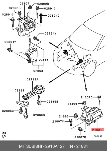 Подушка двигателя лев Mitsubishi 2910A127 купить на OZON по низкой цене ...
