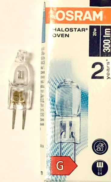 64428 HALOSTAR OVEN 20W 12V G4 450C - галогенная лампа для печи OSRAM ...