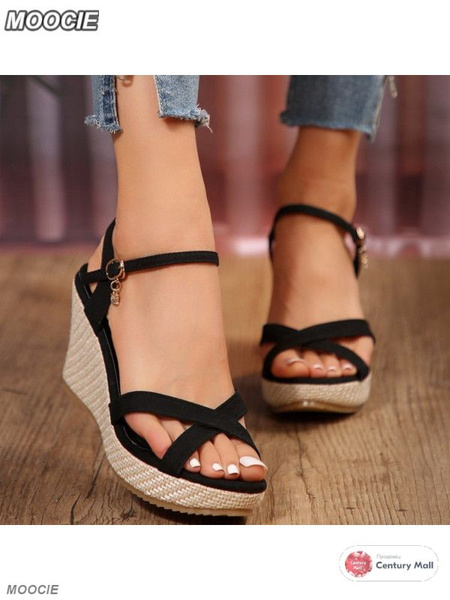 Босоножки Женский MOOCIE Танкетка Искусственная кожа, размер 38 Толстая подошва Лето купить c ...