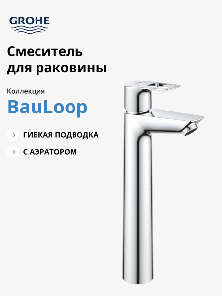 Смеситель для раковины GROHE BauLoop с ограничителем температуры ...