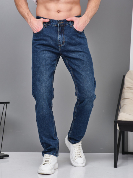 Джинсы Мужской LD wear темно-синий прямые Хлопок, Эластан, размер 52 прямой Молния, Пуговицы ...