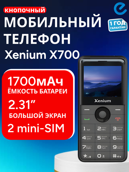 Philips Мобильный телефон Xenium X700, кнопочный мобильный телефон, 2 SIM, время разговора 19 ч ...
