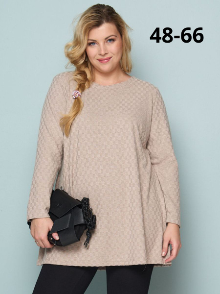 Туника Женский SPARADA Повседневный Длинный бежевый, размер 64, 66 Россия Геометрический А ...