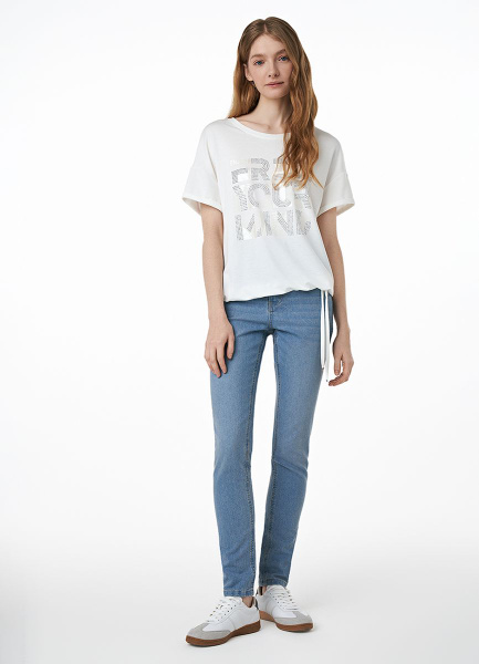 Джинсы Женский FUNDAY синий прямые Деним, размер 52, 54 облегающий Молния Высокая Карманы Китай ...