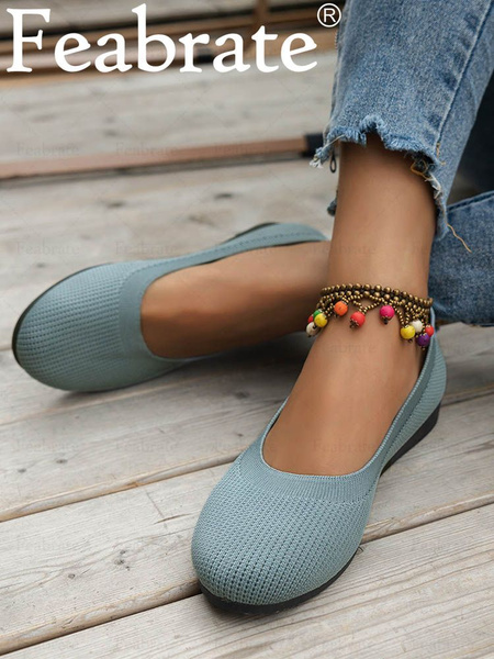 Лоферы Женский Feabrate светло-синий, размер 38 Без каблука На любой сезон Без застёжки купить c ...