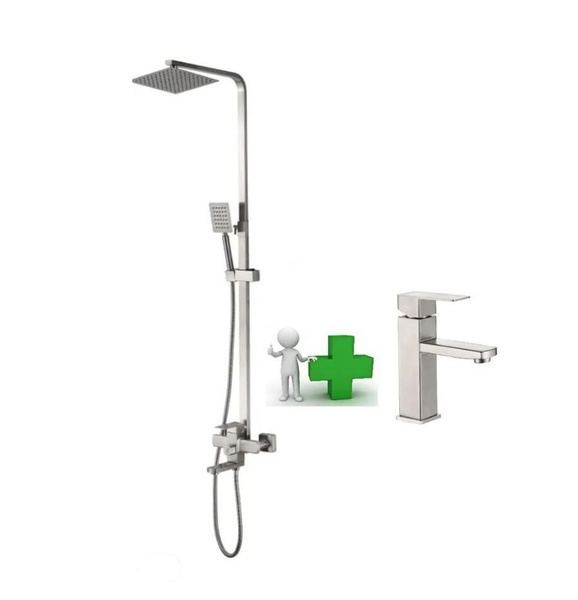 Душевая система с тропическим душем и смеситель для раковины Haiba HB24803-HB10803, нержавеющая ...