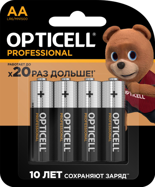 Opticell PROFESSIONAL AA 4 шт Батарейки щелочные, 1,5V купить на OZON ...