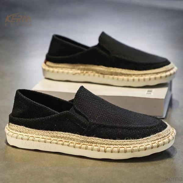 Эспадрильи Мужской KERNA, размер 43 Крапива, Искусственный лен Китай Контрастная строчка Без ...