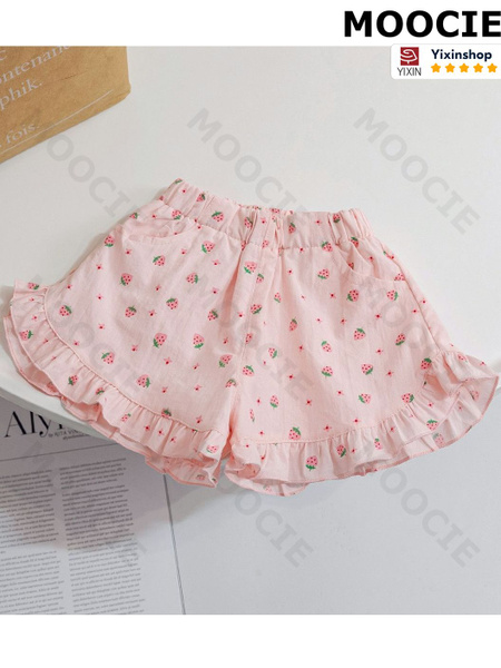 Шорты для малышей Девочки MOOCIE Другое, Эластичная розовый Однотонный, Орнамент, размер 130 ...