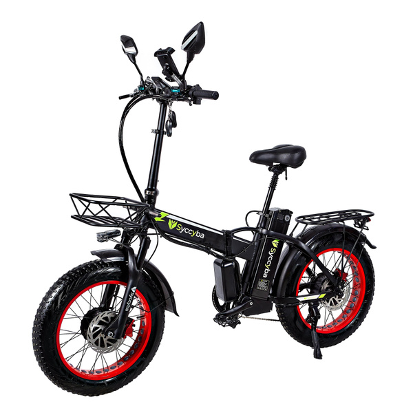 Электровелосипед Syccyba F10 Pro Dual 48V15Ah черный с красными ободами купить на OZON по низкой ...