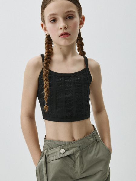 Топ Девочки SELA черный, размер 146 Повседневный Китай облегающий купить c доставкой на OZON по ...