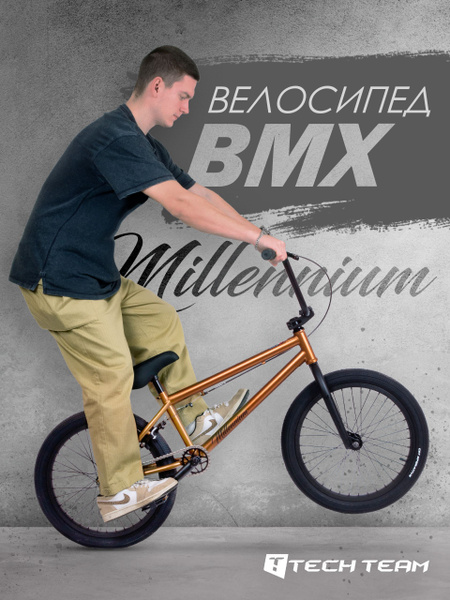 Велосипед подростковый двухколесный трюковой Tech Team BMX Millennium бронзовый купить c ...