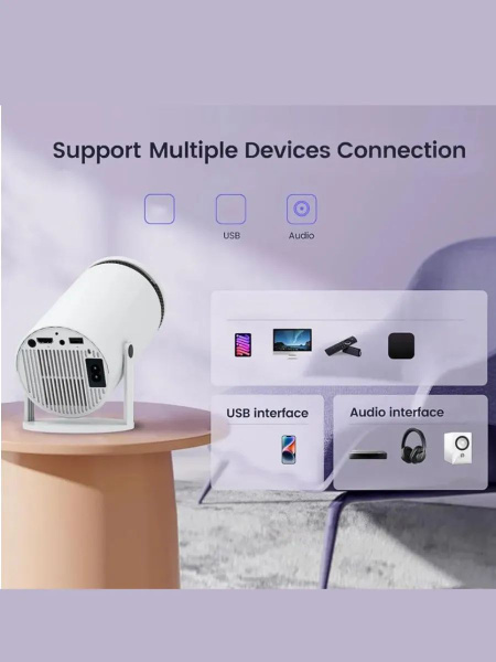 Проектор для фильмов домашний HY-300 PRO, мини, HD, поддержка 4K Wi-Fi Bluetooth Android 11 HDMI ...