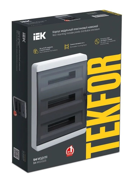 Щит навесной 54 модуля IEK TEKFOR ЩРН-П-54 IP41 черная прозрачная дверь купить на OZON по низкой ...