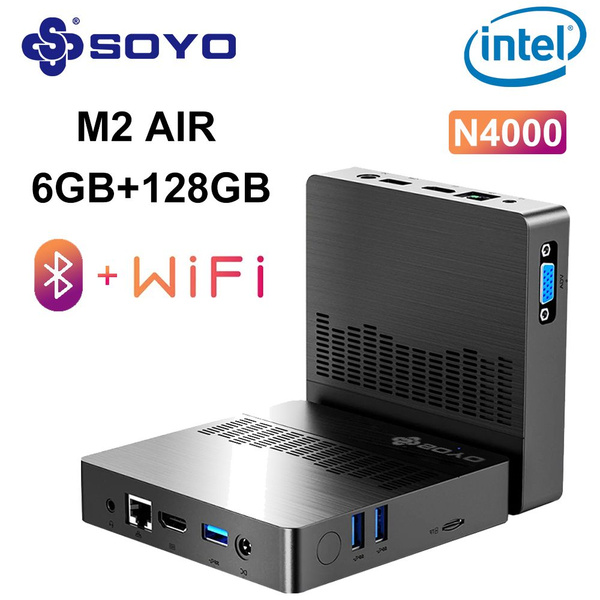 SOYO Мини-ПК Intel N4000 MINI PC 6+128GB_M2 Air 6GB/128GB N4000 -WF (Intel Celeron N4000, RAM 6 ...