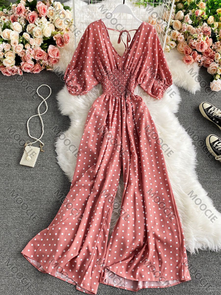 Комбинезон Женский MOOCIE, размер 42, 44 пудровый Лето Полиэфирное волокно Шнуровка Короткий ...