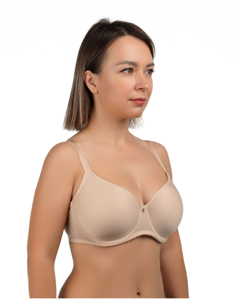 Бюстгальтер Женский Milavitsa формованная чашка, размер 75F бежевый Трикотаж Повседневный Китай ...