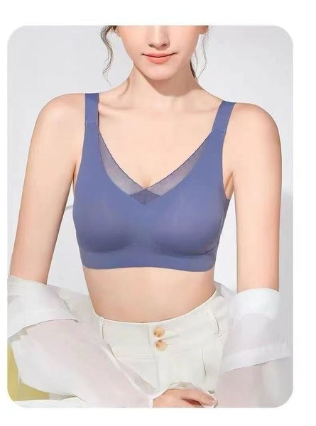 Бюстгальтер Женский мягкая чашка без каркаса, без косточек, размер 75C, 80A синий топаз, синяя ...