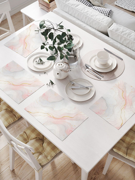 Салфетки на стол сервировочные прямоугольные "Розовый мрамор", 32x46, JoyArty купить на OZON по ...