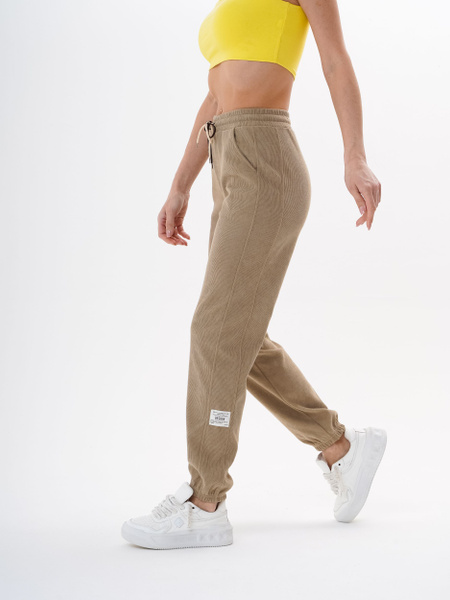 Брюки утепленные Женский XF.BUSF джоггеры бежевый Вельвет, Микровельвет Повседневный, размер 44 ...