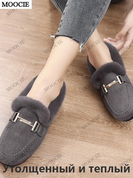Мокасины Женский MOOCIE серый, размер 38 Китай Зима купить c доставкой на OZON по низкой цене ...