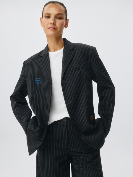 Жакет Женский SELA серый, размер 48 Вышивка оверсайз Пуговицы Вечерний/праздничный Китай купить ...