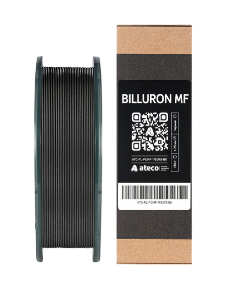 BILLURON MF PC-MF ATECO минералонаполненный поликарбонат для 3D печати, 1.75 мм, черный, 750 гр ...