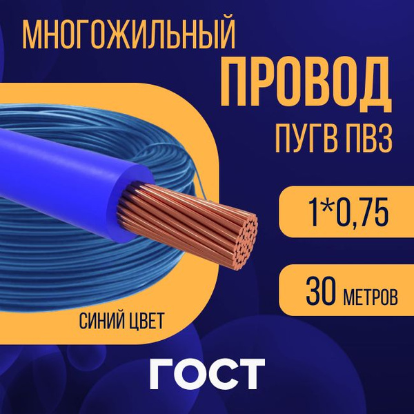 Силовой кабель Электрокабель НН ПуГВ 1 0.75 мм² - купить по выгодной ...