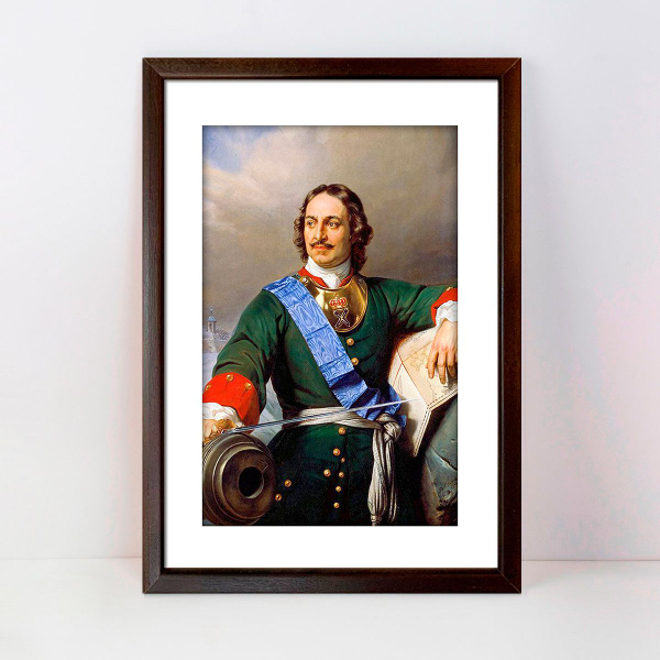 Портрет Петра I в рамке под дерево / А-3 (30x42 см.) - купить по низкой ...