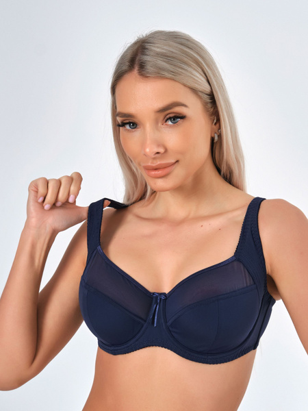 Бюстгальтер Женский Anfen мягкая чашка на каркасе, размер 100D темно-синий Нейлон, Хлопок ...