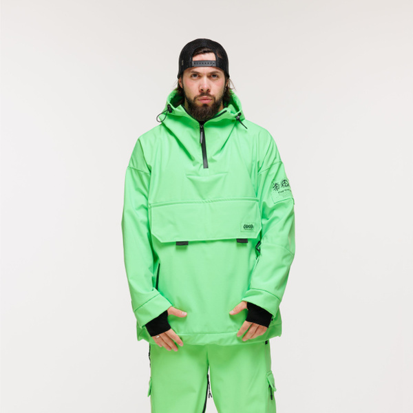 Анорак Мужской CHUKCHA Воротник, Вырез для пальца зеленый Softshell, размер 48, 50 Длинный На ...