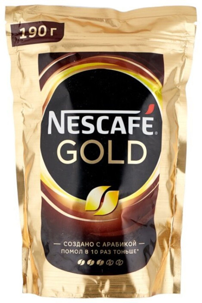 Кофе растворимый Nescafe Gold, пакет, 190 г - купить с доставкой по ...