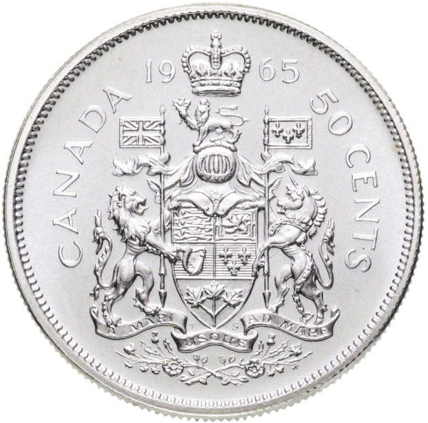 Канада 50 центов cents 1965, Серебро 800, в сохранности UNC - купить в интернет-магазине OZON с ...