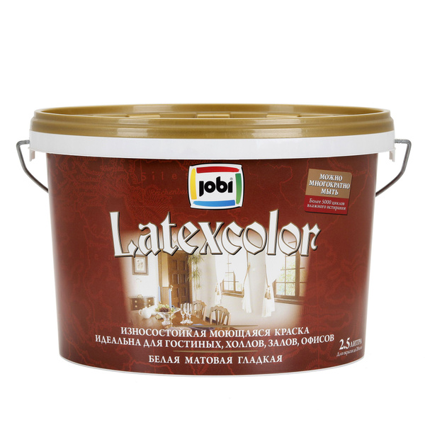 JOBI Latexcolor Краска интерьерная моющаяся 2,5 л купить на OZON по ...