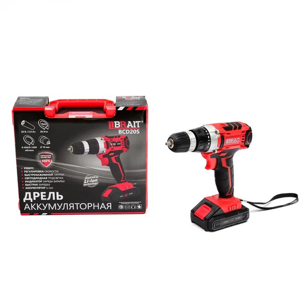 Шуруповерт BRAIT BCD20S, От аккумулятора - купить по низкой цене в интернет-магазине OZON ...
