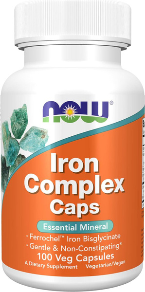 Железо глицинат комплекс NOW Iron Complex Caps 100 вег капсул - купить ...