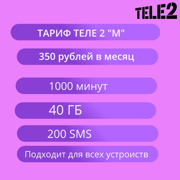 SIM-карта TELE 2 (Вся Россия) - купить с доставкой по выгодным ценам в интернет-магазине OZON ...