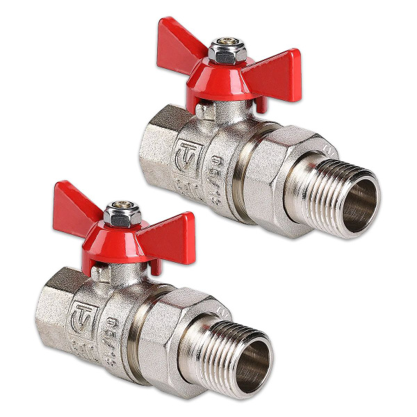 Кран шаровой 1/2" (2 штуки) вн-нар VALTEC BASE с полусгоном, прямой ...