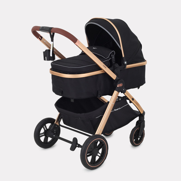 Коляска- трансформер Rant basic Roller Gold детская всесезонная с реверсивным блоком, Black ...