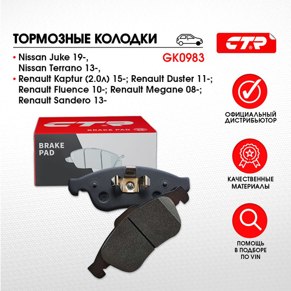 Тормозные колодки передние Nissan Juke 19-, Nissan Terrano 13-, Renault ...