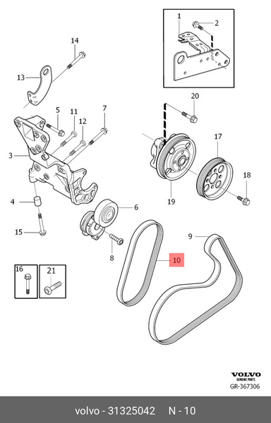 Ремень поликлиновый Volvo 31325042 - Volvo арт. 31325042 - купить по ...