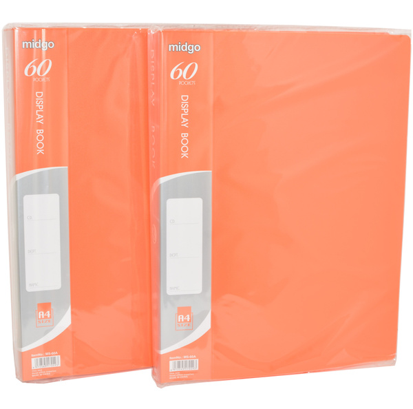 Папка с 60 файлами А4 Midgo 2 штуки цвет оранжевый пластик 0,6 мм ...