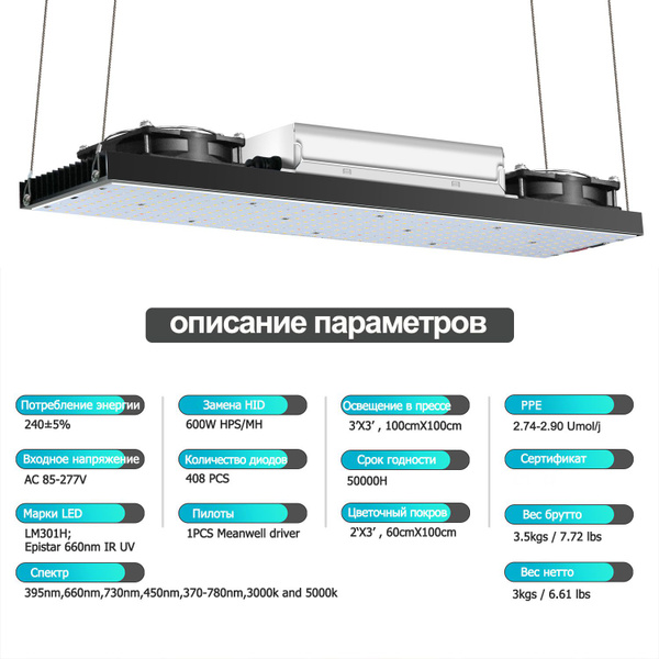 240W Samsung Lm301h Quantum Board LED grow Light полный спектр 2.8Umol ...