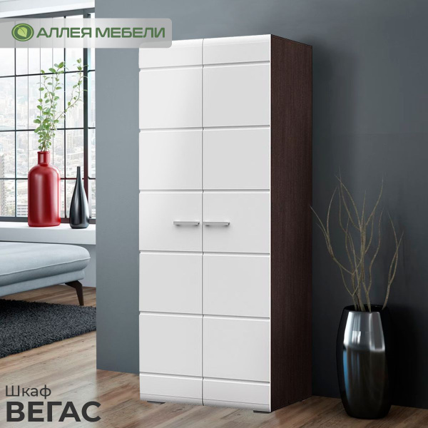 Шкаф распашной АЛЛЕЯ МЕБЕЛИ Шкаф двухстворчатый ВЕГАС, 80x57x200 см ...