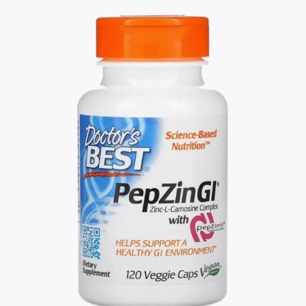 Doctor's Best, PepZin GI, комплекс цинк-L-карнозина, 120 вегетарианских ...
